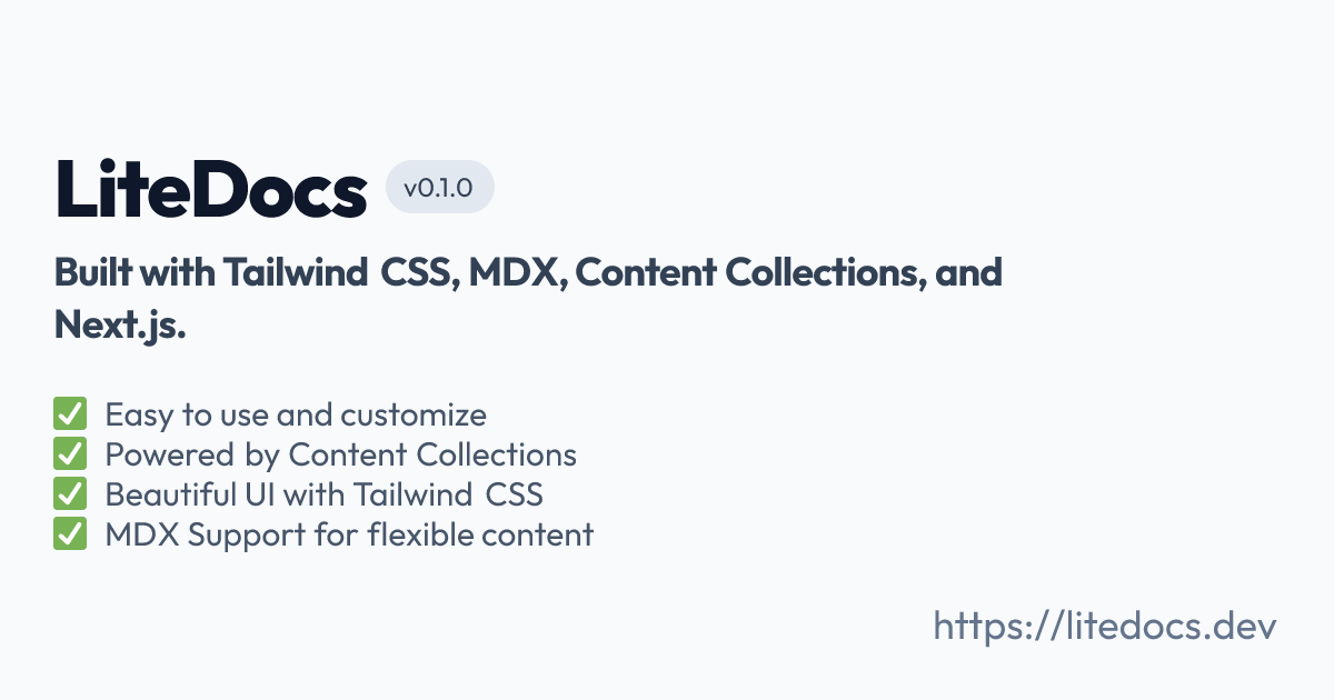 LiteDocs - A Next.js documentation template created with MDX, Tailwind CSS, and Content ...